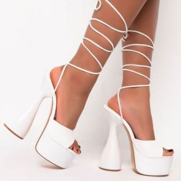 Dolls Kill | Shoes | Awang X Dolls Kill White Ankle Tie Platform ...